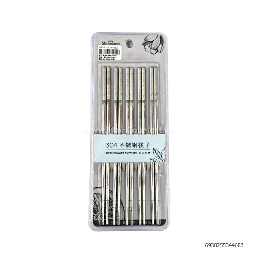 Sét 5 đôi đũa inox 304 SY 34468 - Minh Cầu Mart - Siêu thị trong tầm tay