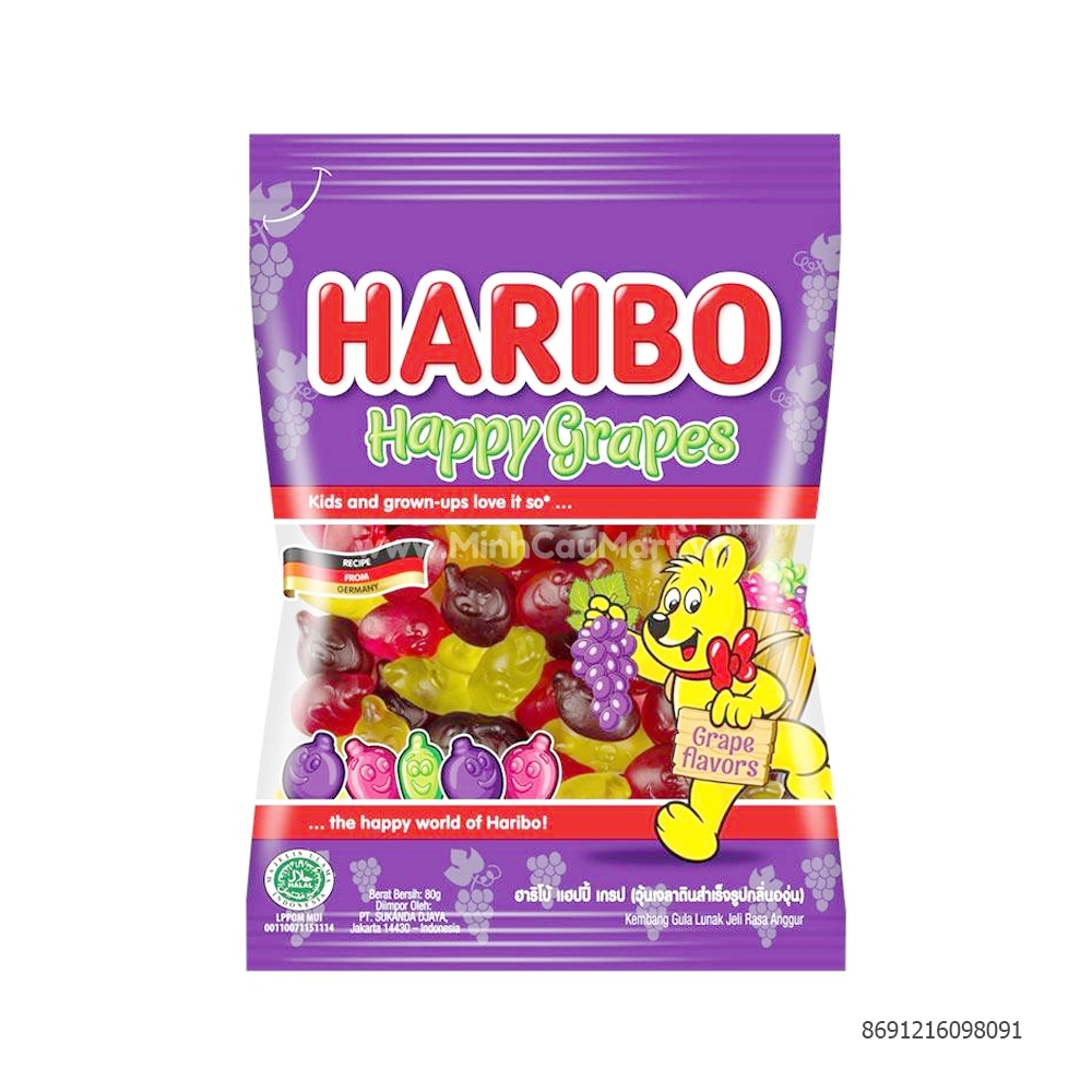 Kẹo dẻo Haribo Happy Grapes 80G - Minh Cầu Mart - Siêu thị trong tầm tay