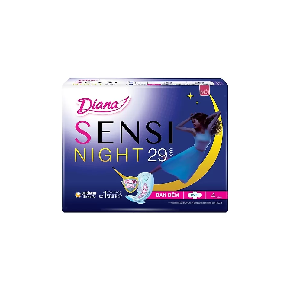 Băng Vệ Sinh Diana Sensi Night 4 Miếng - 29CM - Minh Cầu Mart - Siêu thị trong tầm tay