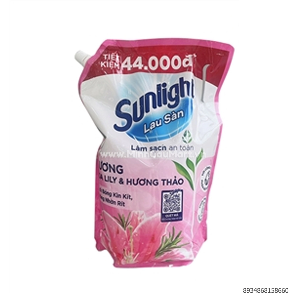 Nước lau sàn Sunlight tinh dầu thảo mộc hoa Lily hương thảo túi 3.6kg ...
