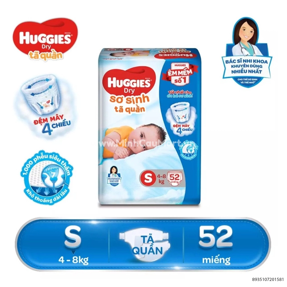 Tã Quần Huggies Dry S52 (4-8kg) - Minh Cầu Mart - Siêu thị trong tầm tay