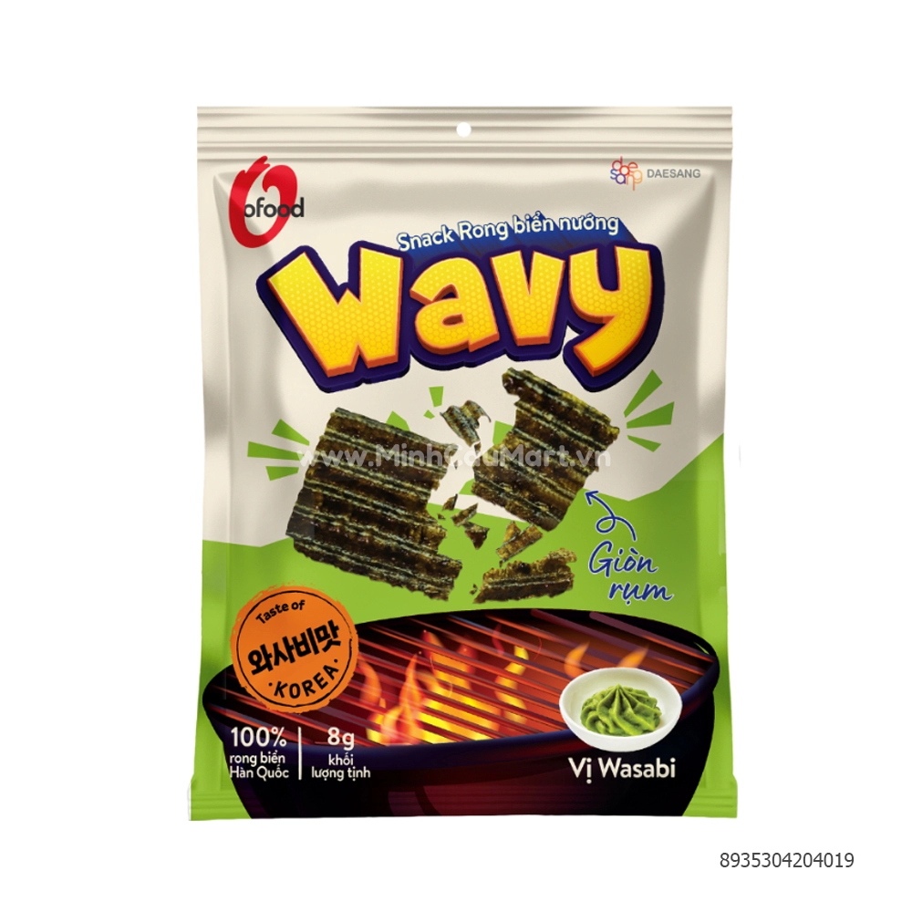 Snack rong biển Wavy vị wasabi 8g - Minh Cầu Mart - Siêu thị trong tầm tay