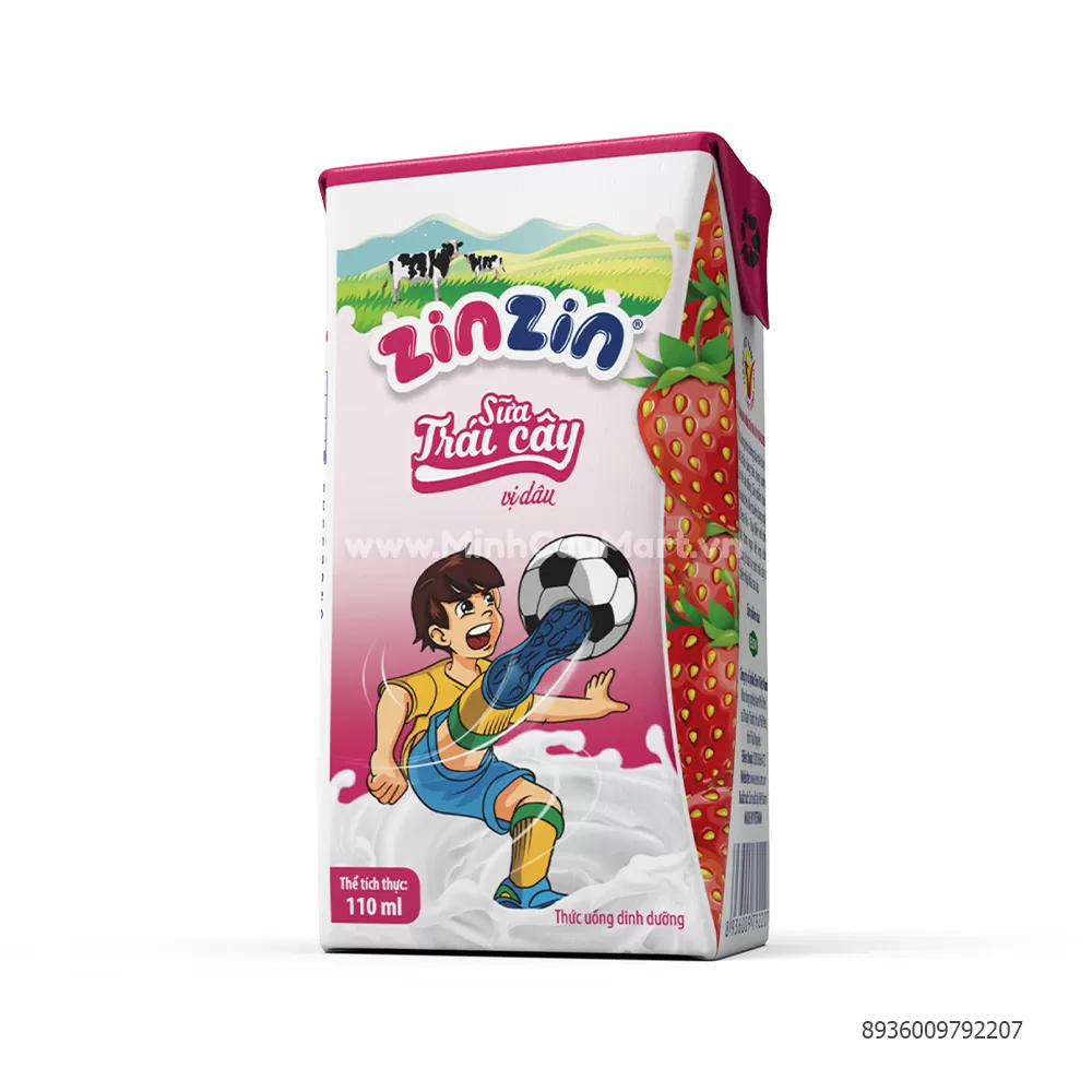 SỮA TRÁI CÂY ZINZIN HƯƠNG DÂU 110ML - Minh Cầu Mart - Siêu thị trong tầm tay