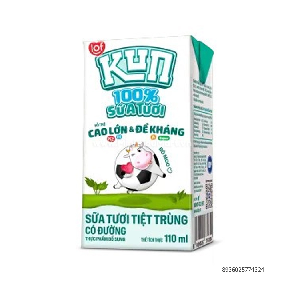 Sữa tươi 100% KUN TBA 110ml Có Đường - Minh Cầu Mart - Siêu thị trong ...