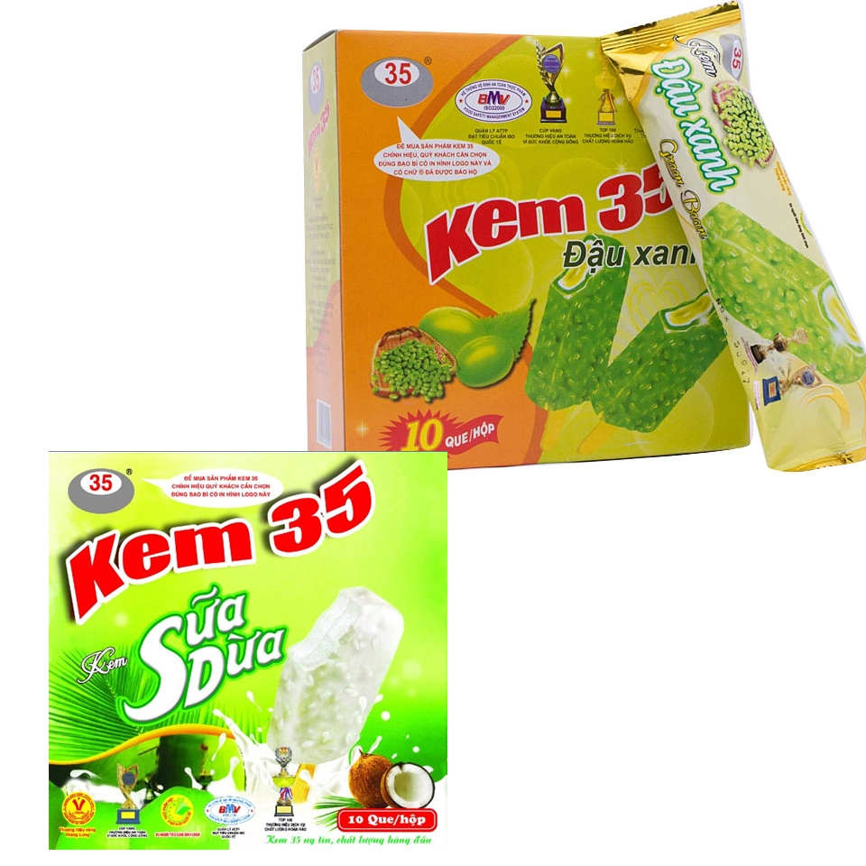 Kem Ngon 35 Tràng Tiền Đậu Xanh 10 Que/ Hộp - Minh Cầu Mart - Siêu thị ...