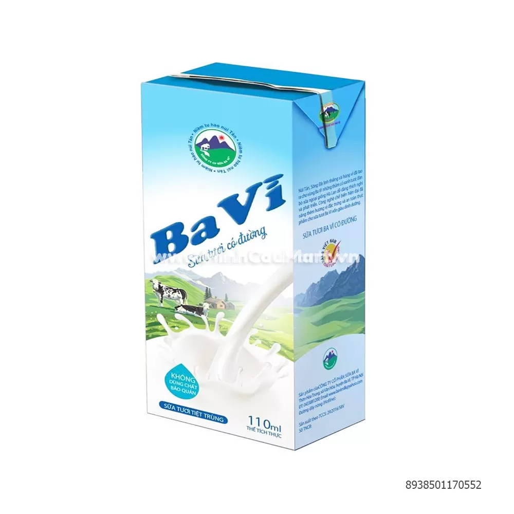 Sữa tươi Ba Vì có đường 110ml - Mi