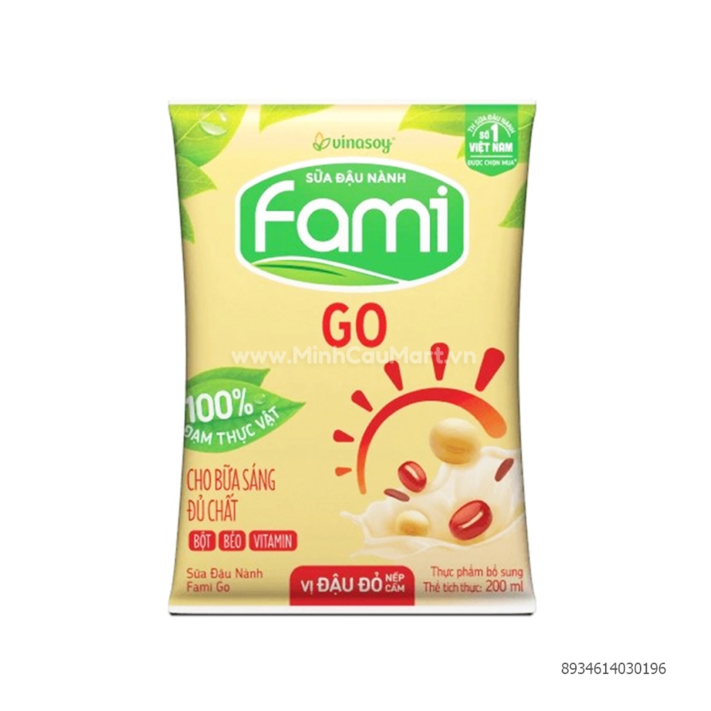 Sữa đậu nành Fami Go đậu đỏ 200ml - Minh Cầu Mart - Siêu thị trong tầm tay